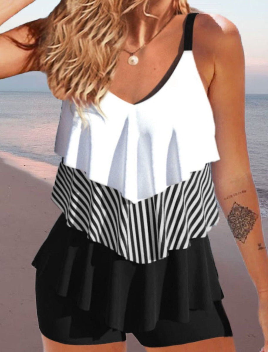 Comfy Sleeveless Color Block Swimwear – Selection-us